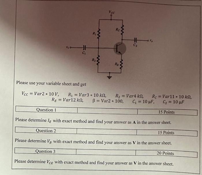 Solved Please use your variable sheet and get VCC=Var2∗10 | Chegg.com