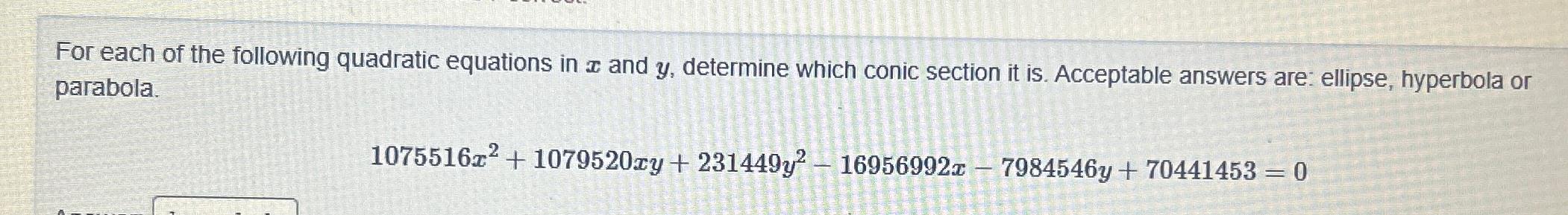 Solved For each of the following quadratic equations in x | Chegg.com