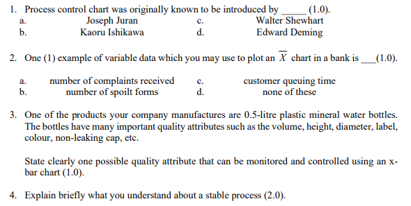 Solved Process control chart was originally known to be | Chegg.com