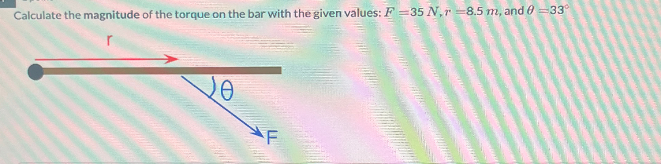 Solved Calculate the magnitude of the torque on the bar with | Chegg.com