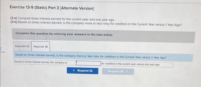 Solved Required information Exercise 13−9 (Static) Analyzing | Chegg.com