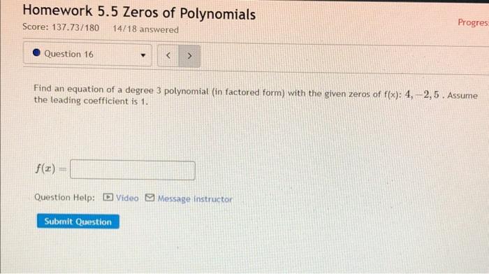 Solved Find an equation of a degree 3 polynomial (in | Chegg.com