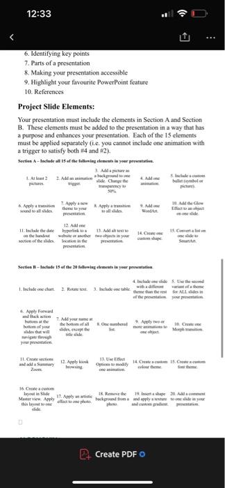 Solved PowerPoint Project Items Checklist Your presentation | Chegg.com