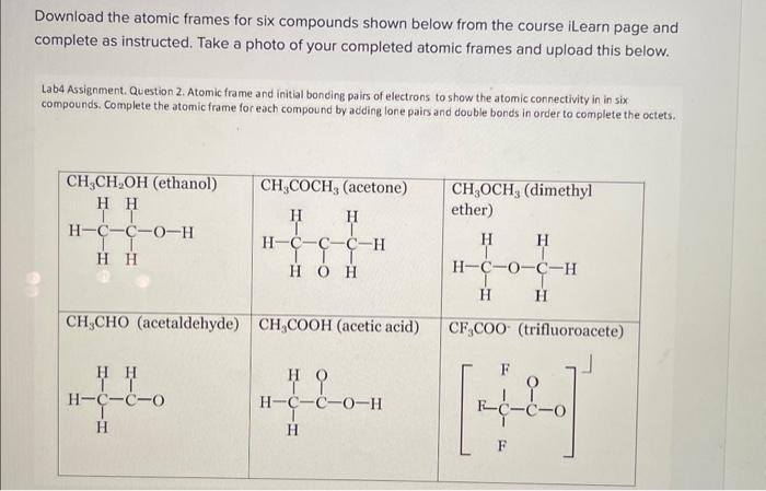 Solved Download the atomic frames for six compounds shown | Chegg.com