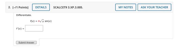 Solved Differentiate. f(x)=4xsin(x) f′(x)= | Chegg.com