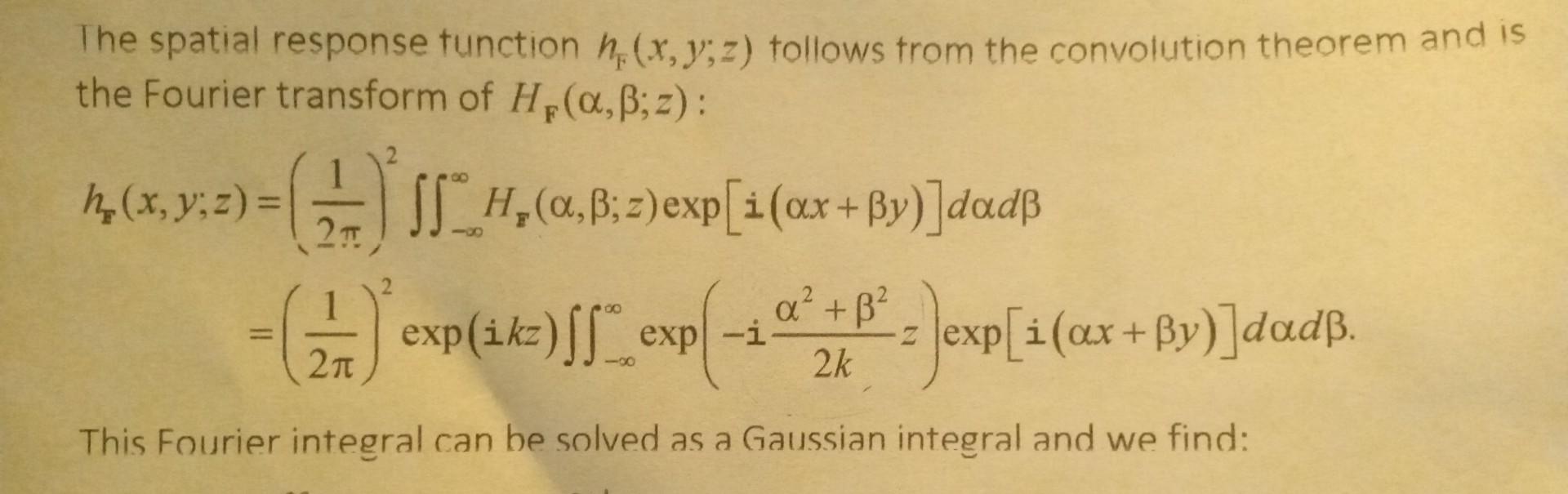 Solved solve this integral Fourier integral as a gaussian | Chegg.com