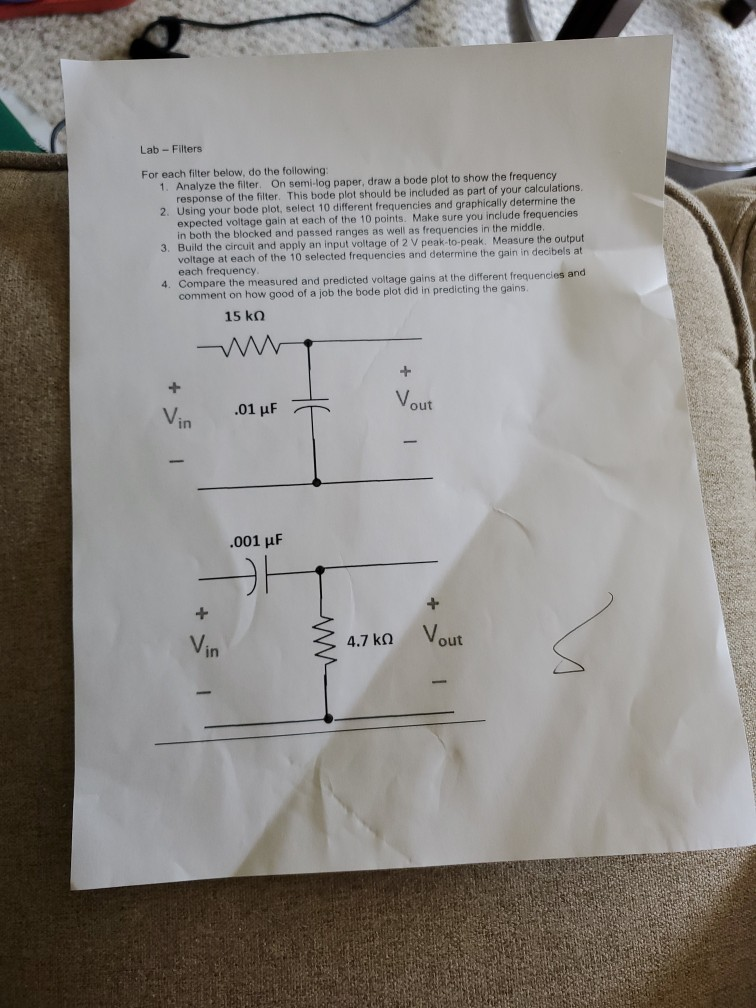 Solved Lab -Filters For each filter below, do the following: | Chegg.com