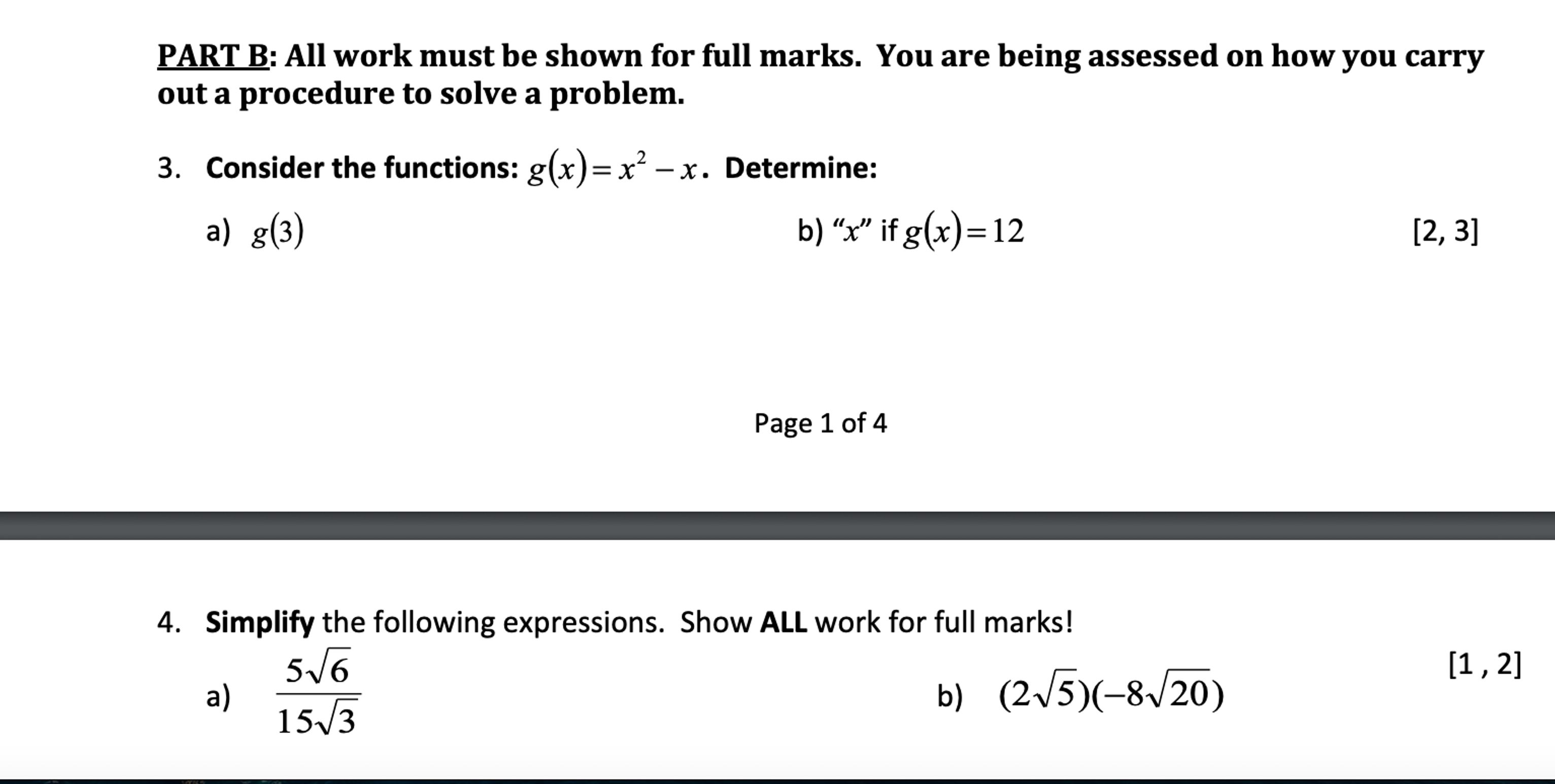 Solved Simplify the following expressions. Show ALL work for | Chegg.com