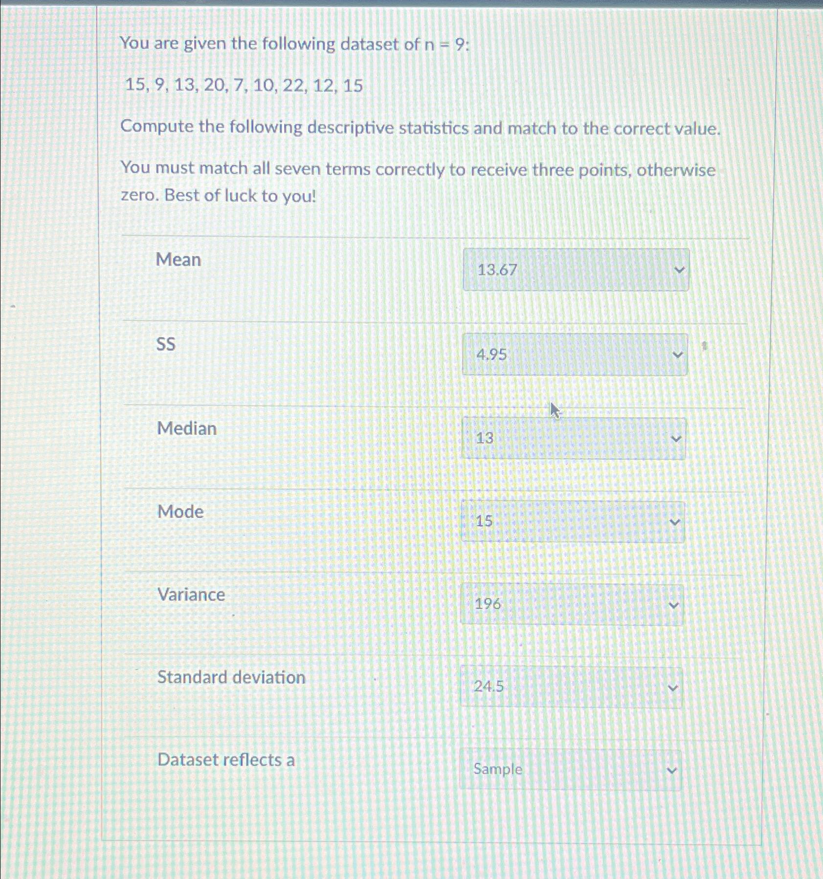 Solved You are given the following dataset of n=9 | Chegg.com Solved You are given the following dataset of n=9 | Chegg.com
