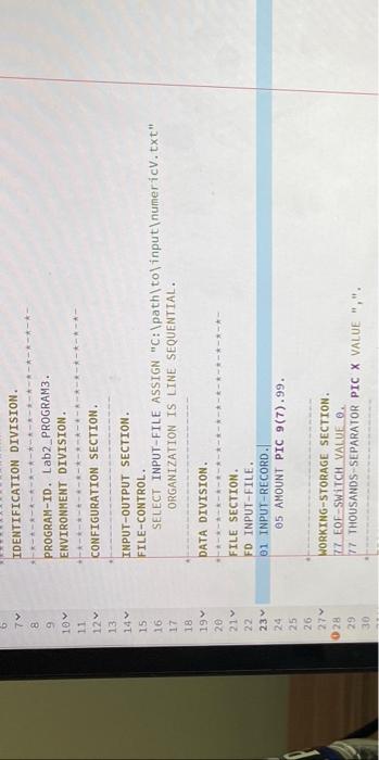 Solved IDENTIFICATION DIVISION. PROGRAM-ID. Lab2_PROGRAM 3. | Chegg.com