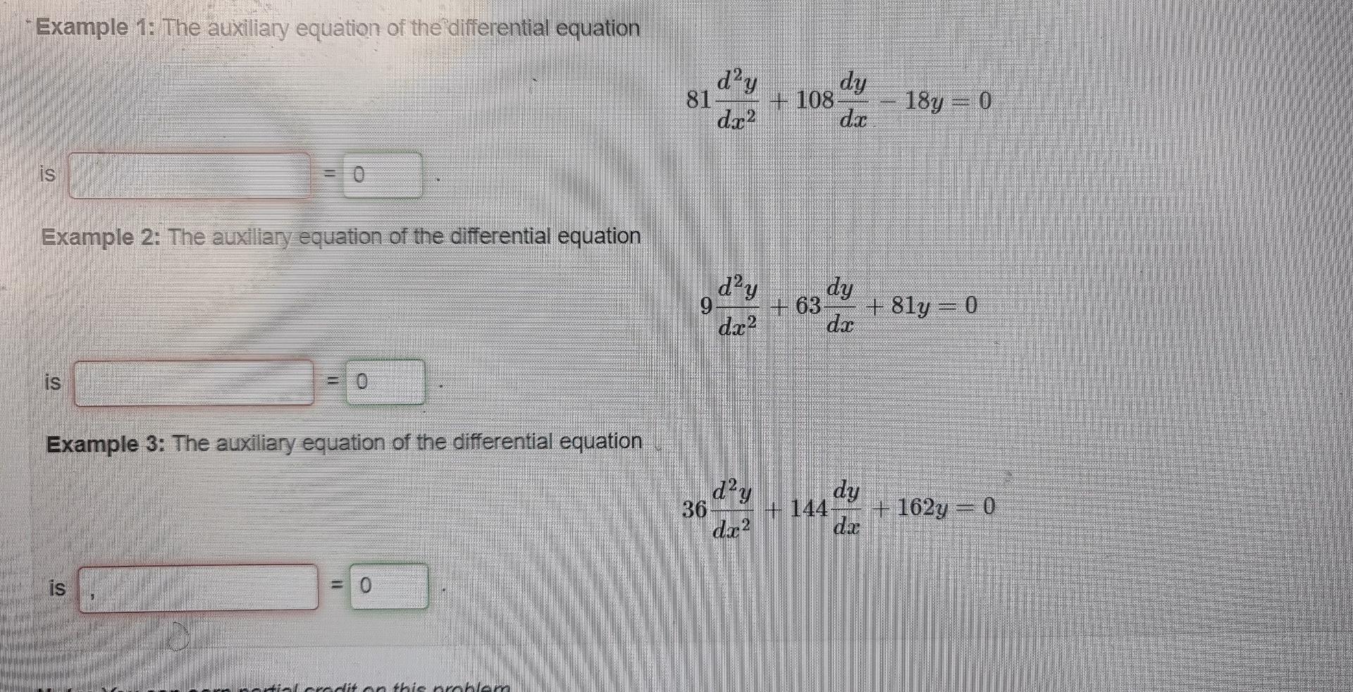 Solved *Example 1: The auxiliary equation of the | Chegg.com