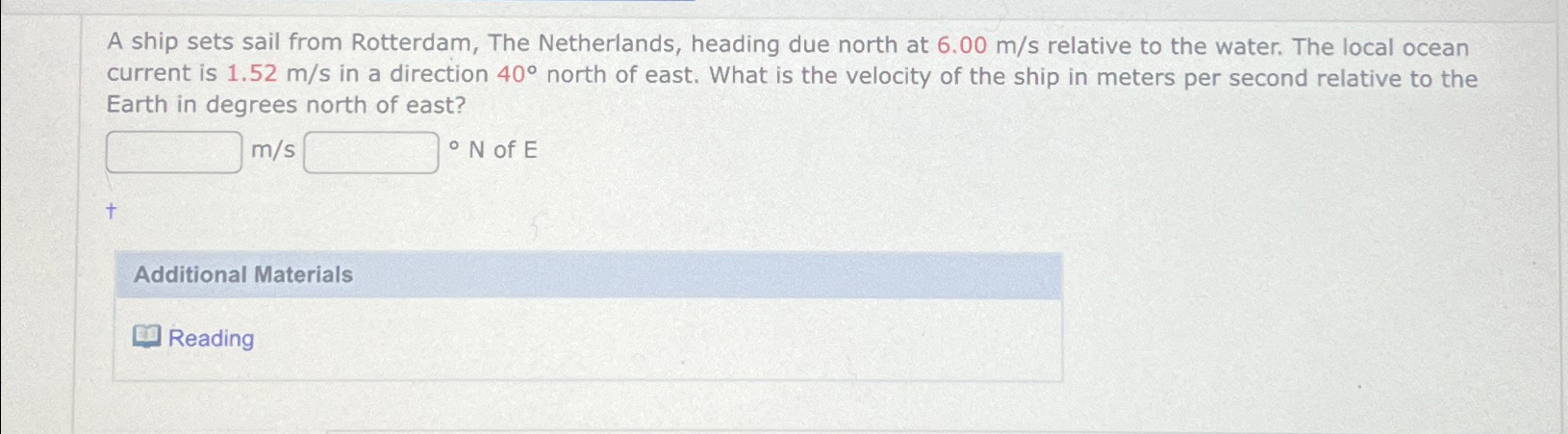 Solved A ship sets sail from Rotterdam, The Netherlands, | Chegg.com