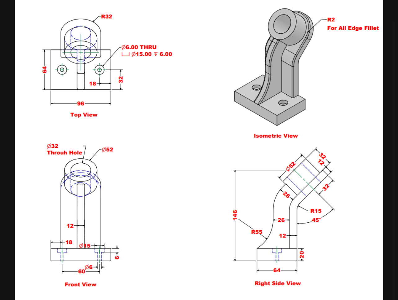 Solved Use CATIA to create this design but include | Chegg.com