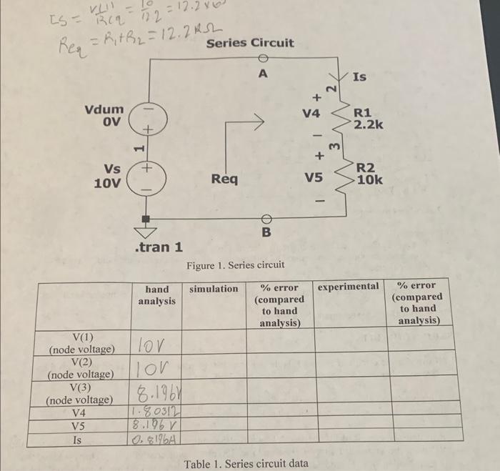 Solved Figure 1. Series circuit Table 1. Series circuit | Chegg.com