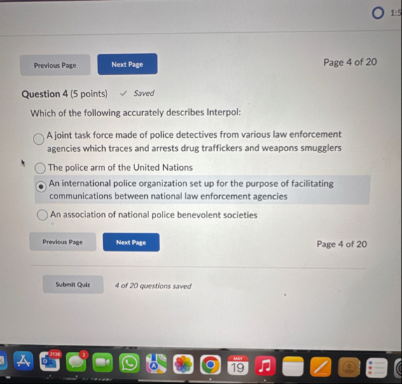Solved 1:5Page 4 ﻿of 20Question 4 (5 ﻿points) ﻿SavedWhich | Chegg.com