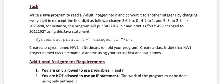 Solved Task Write a Java program to read a 7-digit integer | Chegg.com