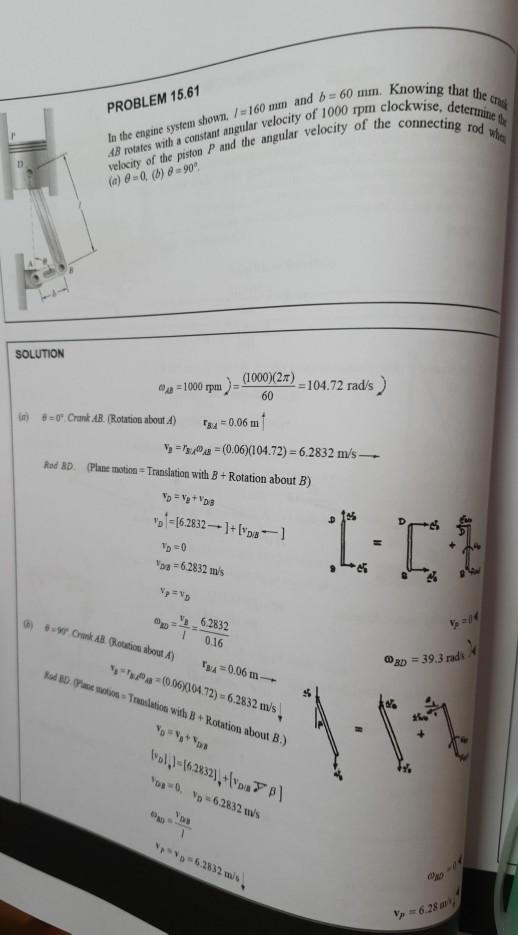 Solved In the engine system shown, /160 mm and b = 60 mm. | Chegg.com