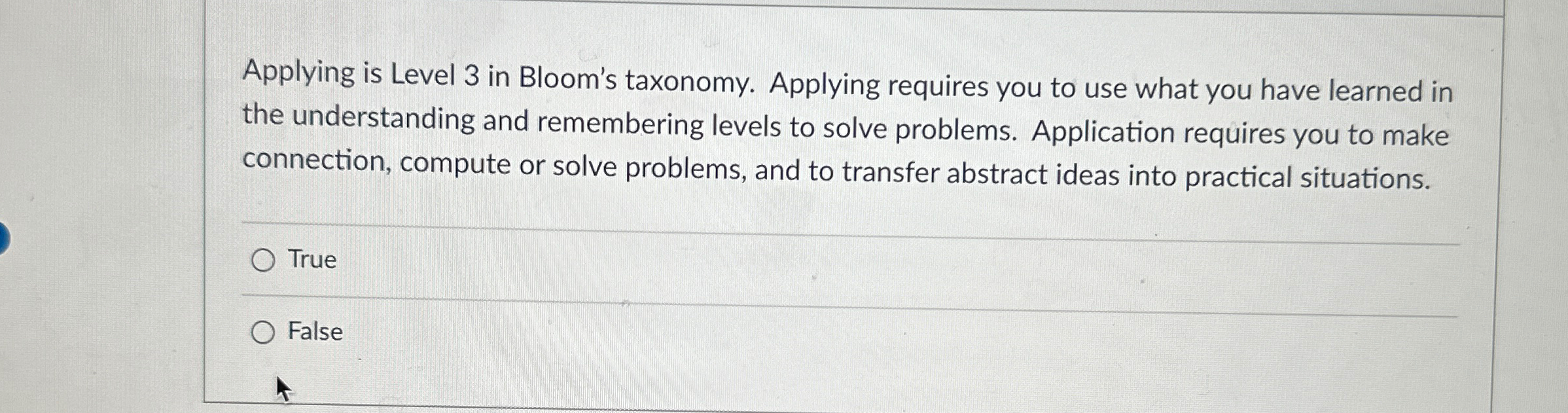 Solved Applying is Level 3 ﻿in Bloom's taxonomy. Applying | Chegg.com