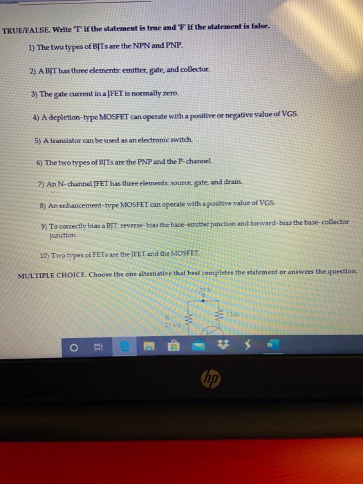 Solved TRUE FALSE. Write T if the statement is true and F if | Chegg.com