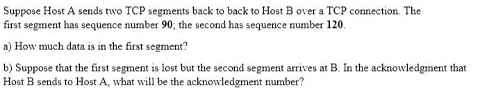 Solved Suppose Host A sends two TCP segments back to back to | Chegg.com Solved Suppose Host A sends two TCP segments back to back to | Chegg.com
