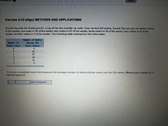 Solved Exercise 3.43 (Algo) METHODS AND APPLICATIONS Sound | Chegg.com