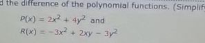 Solved the difference of the polynomial functions. | Chegg.com