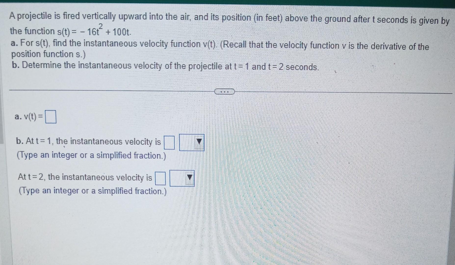 Solved A projectile is fired vertically upward into the air, | Chegg.com