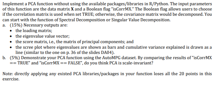 Solved Implement a PCA function without using the available | Chegg.com
