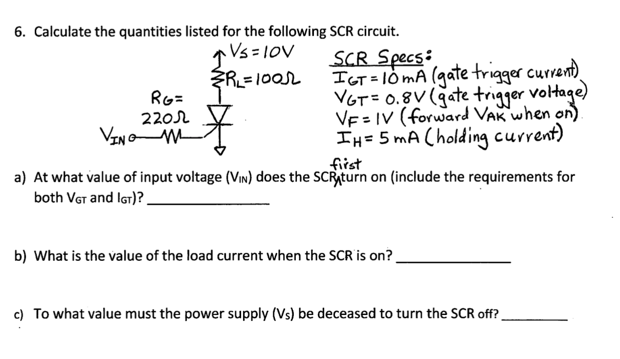 Solved For the following circuit, calculate the quantities | Chegg.com