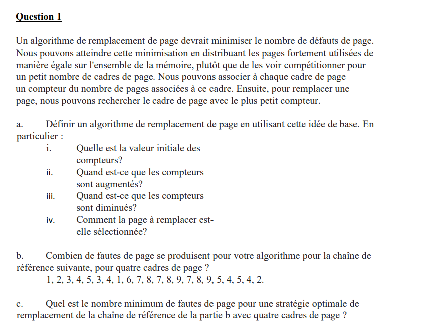 Question 1TRANSLATION: A page replacement algorithm | Chegg.com