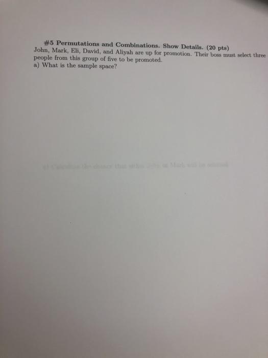 Solved #5 Permutations and Combinations. Show Details. (20 | Chegg.com