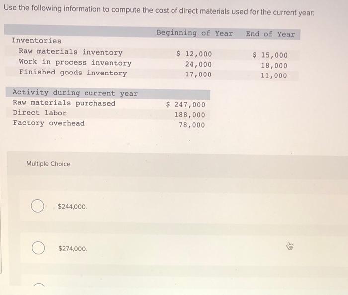 Solved Use the following information to compute the cost of | Chegg.com