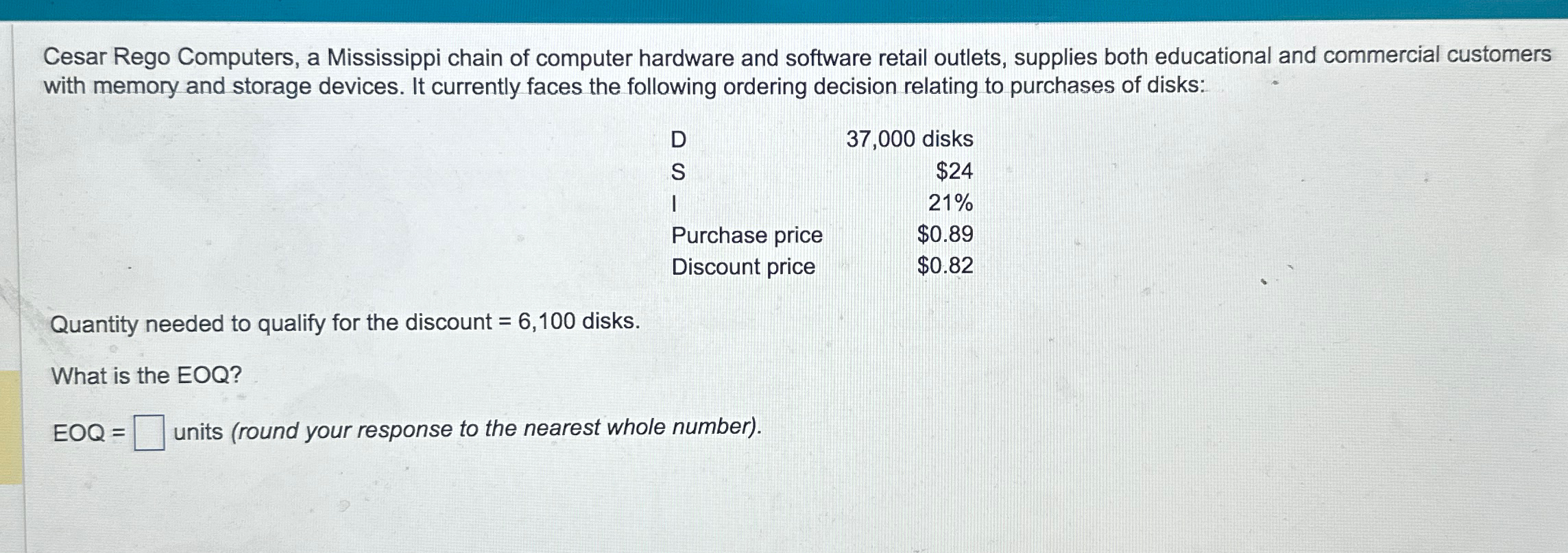 Solved Cesar Rego Computers, a Mississippi chain of computer | Chegg.com