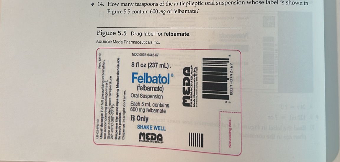 How many teaspoons of the antiepileptic oral | Chegg.com