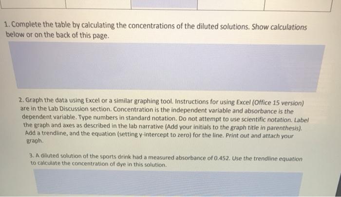 Solved Lab 10: Concentration of an Unknown Using Beer's Law | Chegg.com