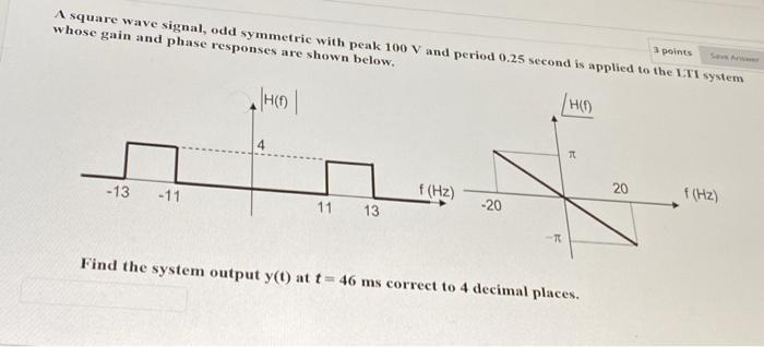 Solved 3 points A square wave signal, odd symmetric with | Chegg.com