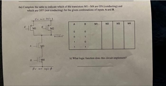 Solved 6a) Complete the table to indicate which of the | Chegg.com