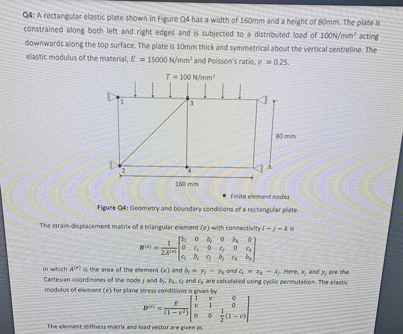 Solved Q4: A rectangular elastic plate shown in Figure Q4 | Chegg.com