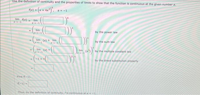 Solved Use the definition of continuity and the properties | Chegg.com