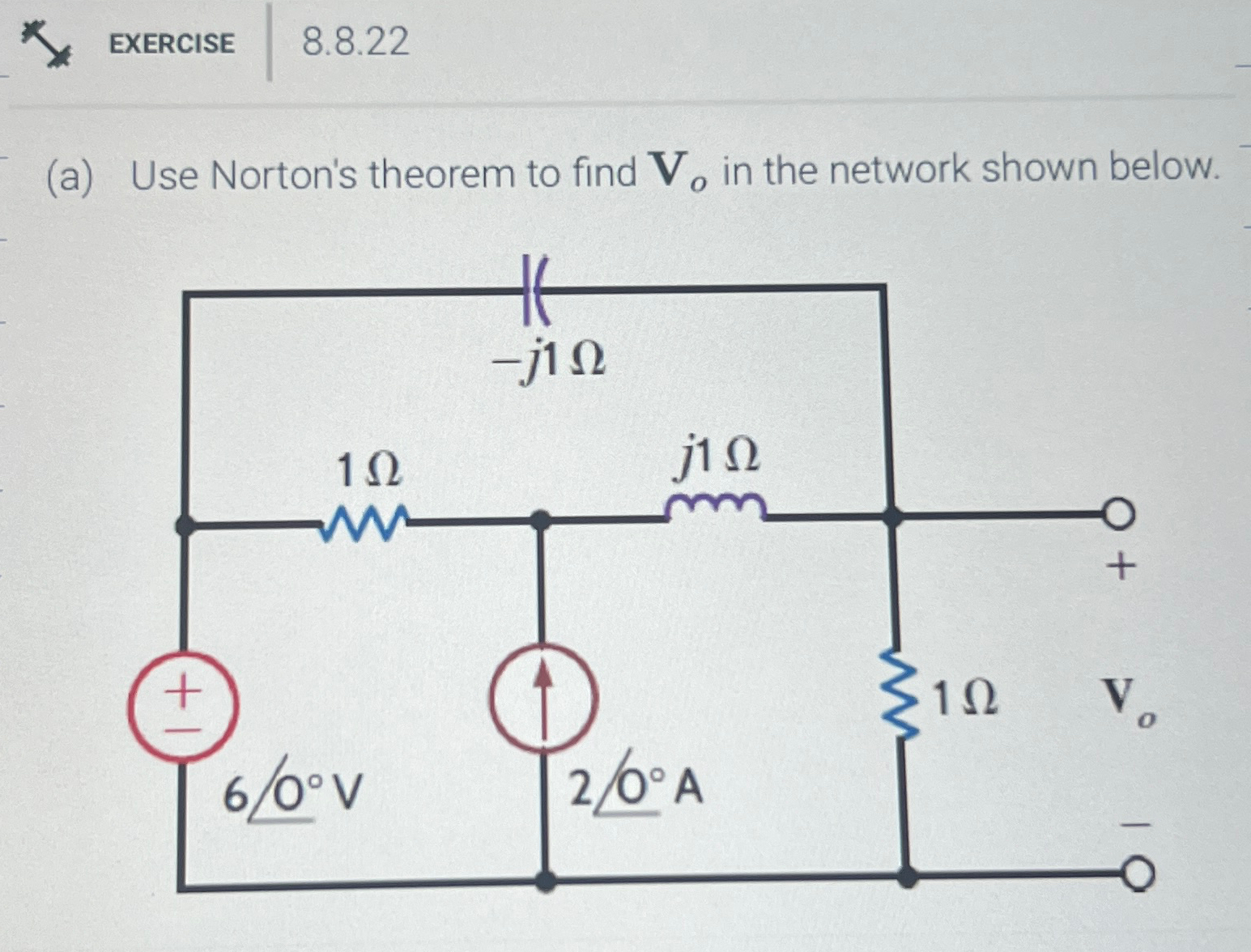 Solved Exercise 8.8.22(a) ﻿Use Norton's theorem to find Vo | Chegg.com