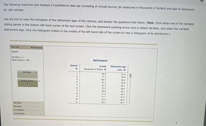 The Following Dataview Tool Displays A Hypothetical