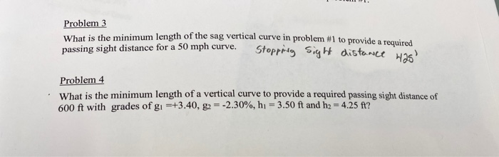 Solved Problem 3 What is the minimum length of the sag | Chegg.com