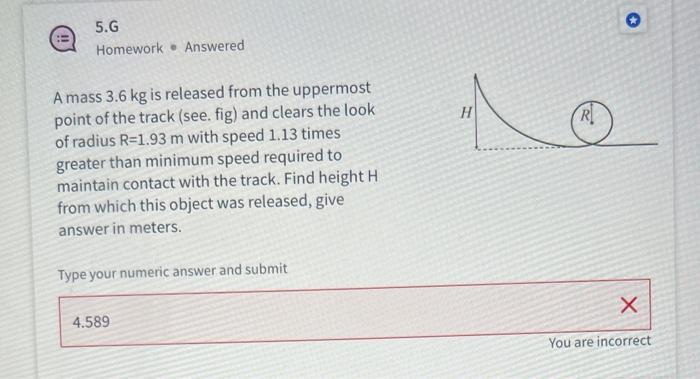 Solved A mass 3.6 kg is released from the uppermost point of | Chegg.com