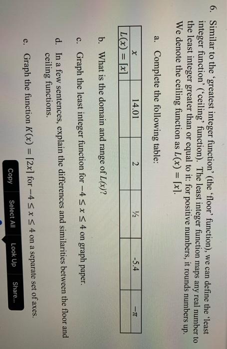 Solved 6. Similar to the greatest integer function' (the | Chegg.com