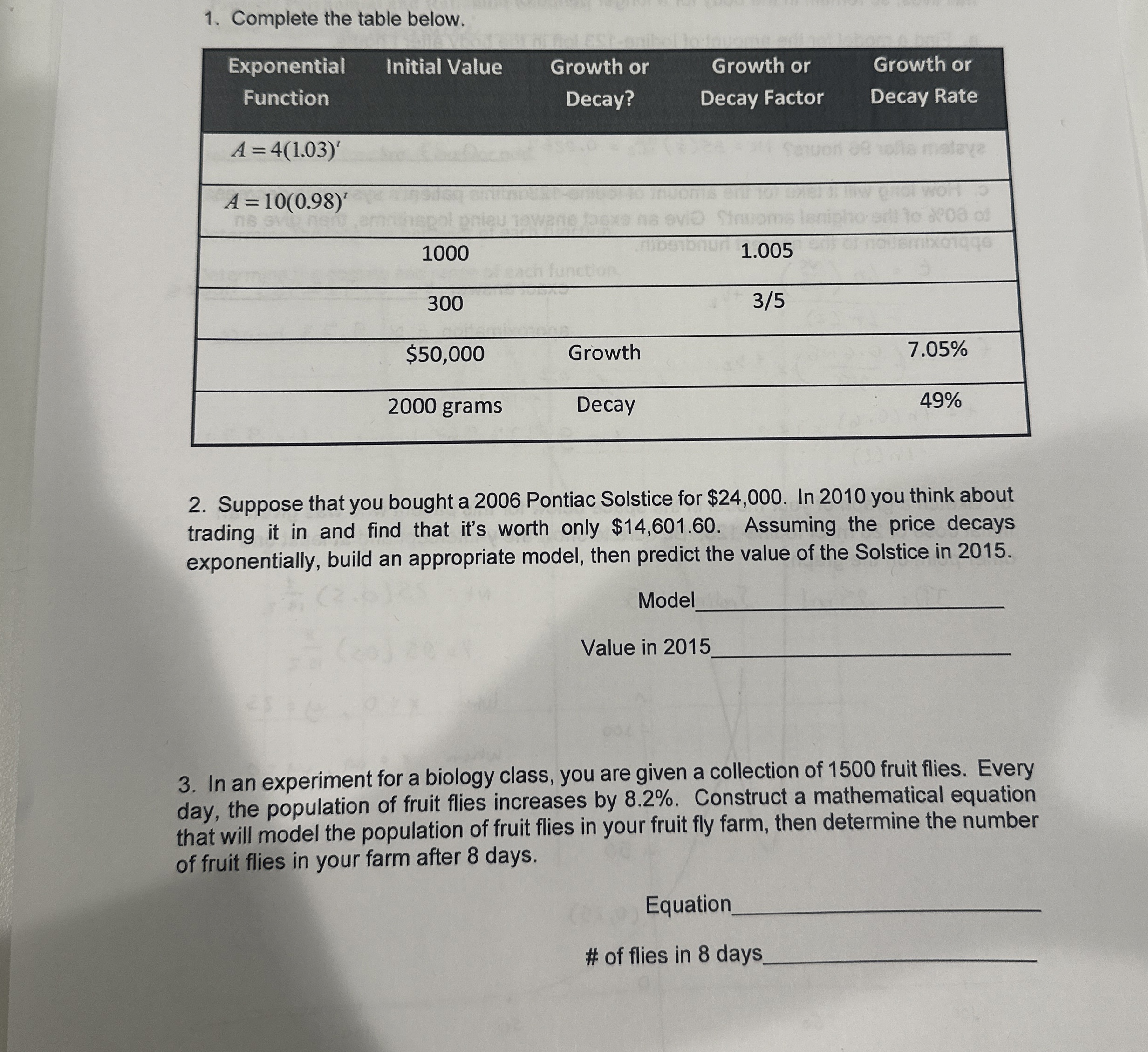Solved Complete the table | Chegg.com