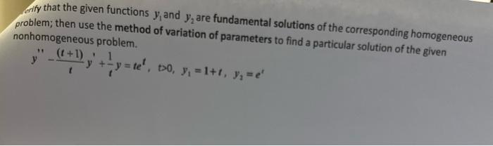 Solved arify that the given functions y1 and y2 are | Chegg.com