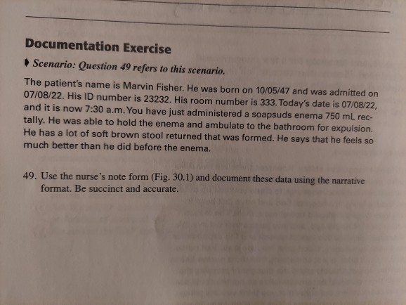 Solved Documentation Exercise Scenario: Question 49 refers | Chegg.com