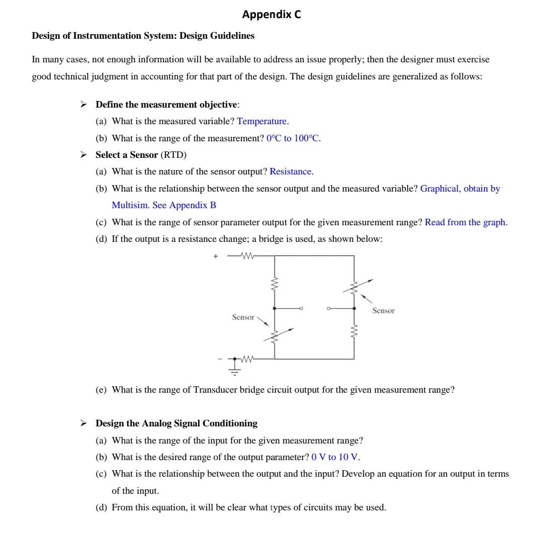 Solved 5 Design of Instrumentation System This section is | Chegg.com