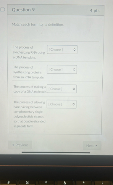 Solved Question 94 ﻿ptsMatch each term to its definition.The | Chegg.com