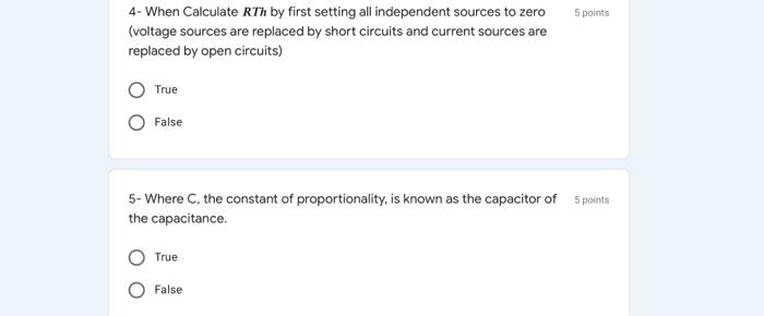 Solved 5 points 4-When Calculate RTH by first setting all | Chegg.com